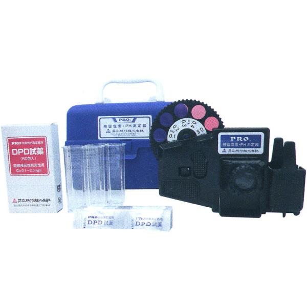 ＜測定方法＞1.測定器本体に測定する項目別の比色板をセットします。2.検水管に試薬および検水を入れ、よく混 和させます。3.接眼レンズをのぞき、発色した検水の色と比色板とを比較します。4.色（又は色調）が一致したところで測定値表示窓に示され...