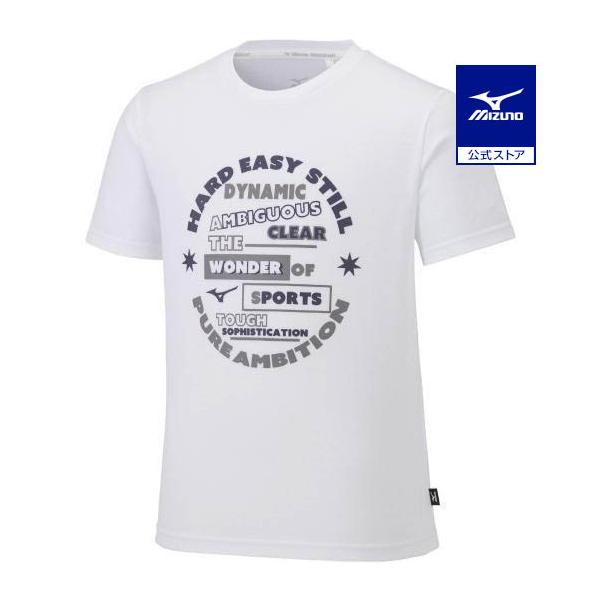 【ミズノ直営店＆公式オンラインショップ限定モデル】普段着使いとしての着用におすすめ。プリント柄が特徴的な表に綿素材を使用したTシャツ。消臭機能あります。