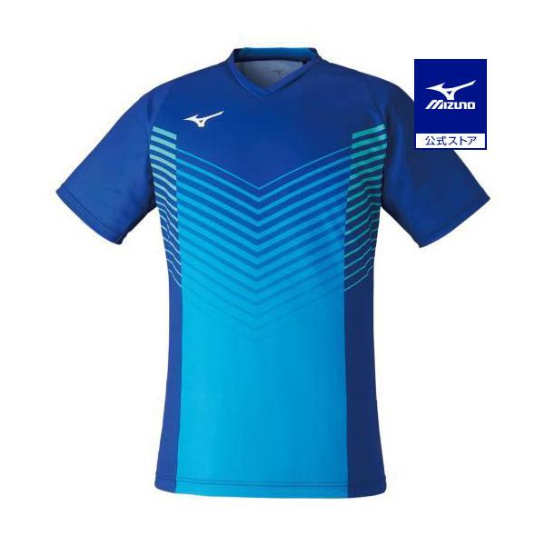 中心に向かったバイアスラインとカラーブロックのデザイン、動きやすさと吸汗速乾が特徴のゲームシャツ。