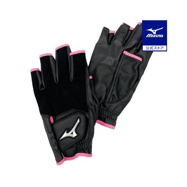 ミズノ独自に開発したマルチストレッチ合皮『セロスぺ合皮』を採用。スコアの記入もしやすい5本指出しタイプ。※こちらの商品は、女性モデルサイズになります。