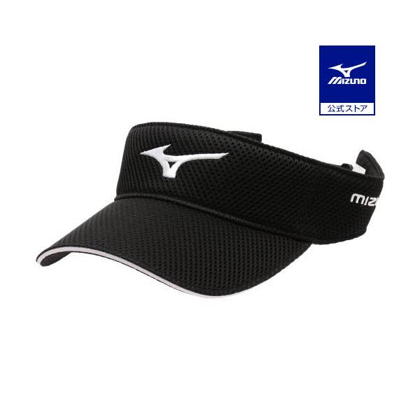 通気性に優れ蒸れにくいメッシュ素材のバイザー。フロントにロゴ刺繍、サイドのMIZUNOロゴも刺繍を施したバイザー。通気性に優れ蒸れにくいメッシュ素材を使用しており夏のゴルフにお勧めです！アジャスター機能付き。