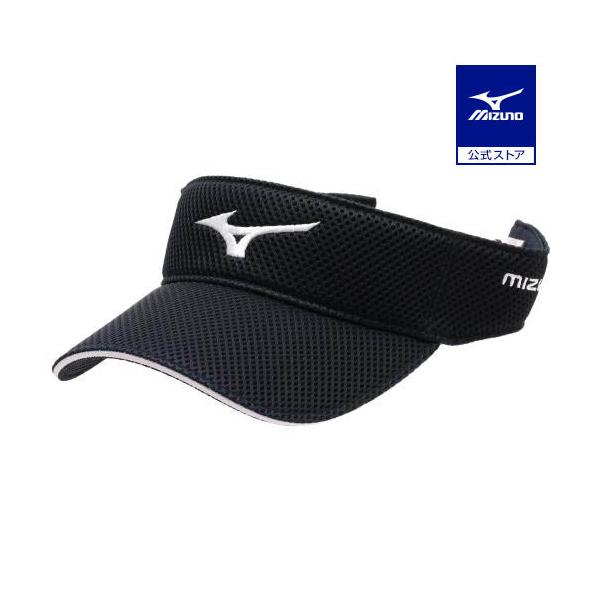 通気性に優れ蒸れにくいメッシュ素材のバイザー。フロントにロゴ刺繍、サイドのMIZUNOロゴも刺繍を施したバイザー。通気性に優れ蒸れにくいメッシュ素材を使用しており夏のゴルフにお勧めです！アジャスター機能付き。