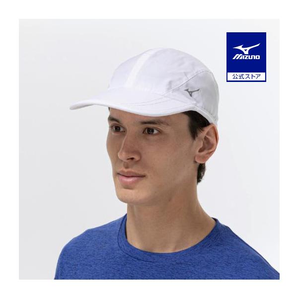 サイズ調整アジャスター、再帰反射プリント付きのシンプルなランニングキャップ。撥水生地使用。