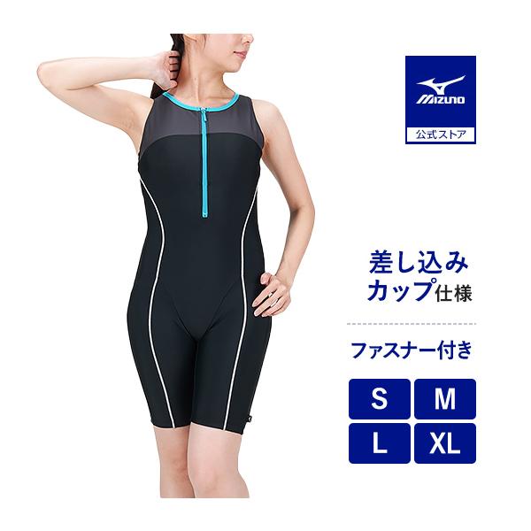 ファスナー付きのオールインワン水着フロントファスナーがついているので着脱しやすいオールインワン水着です。水泳を楽しみたい方のためのアイテム。カジュアルでどんなシーンにも合うようなデザインが特徴。
