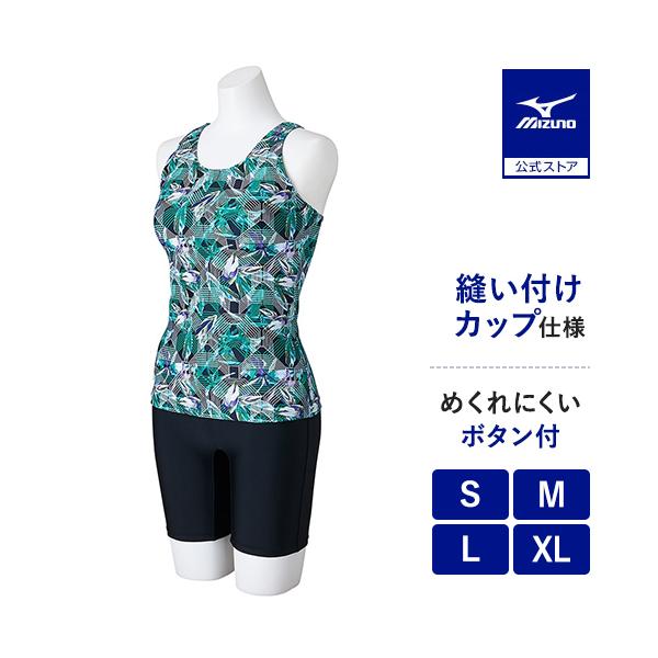 背中はYバックで動きやすくスポーティー落ち着いた色味と奥行きのある柄が高級感を与えます。水泳を楽しみたい方のためのアイテム。カジュアルでどんなシーンにも合うようなデザインが特徴。