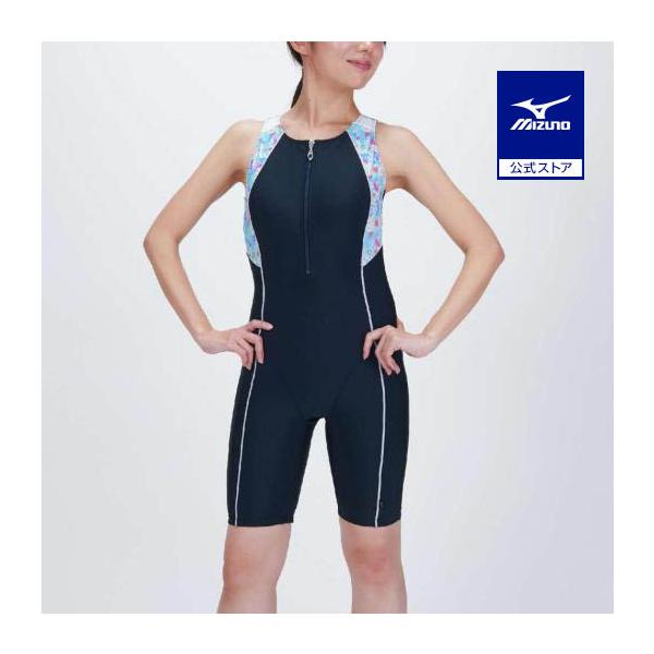 Fitnessプールで歩くことを楽しむフィットネス水着です。便利なフロントファスナー付きアクアフィットネス用オールインワン。