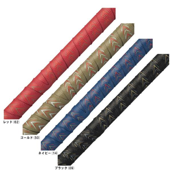 ■品番1CJYT12500■商品説明左右力が入りやすい方向に自在に巻ける！Twin Wrap構造グリップテープ。■素材ポリウレタン■カラーブラック(09)ネイビー(14)ゴールド(50)レッド(62)■サイズ25mm×810mm×1.1mm...
