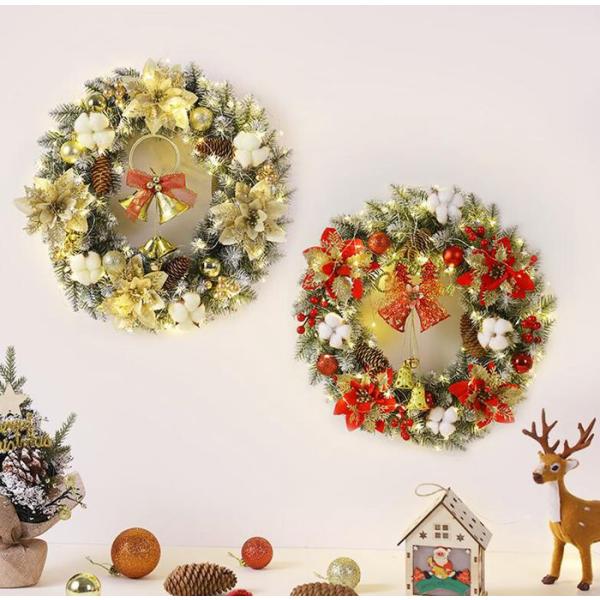 クリスマスリース 玄関 LED付き 花輪 ドライ リース ドライフラワー リース クリスマス 玄関 部屋 北欧 玄関ドア おしゃれ インテリア 壁掛け ドア ご自宅用 クリスマス プレゼント ギフト 友達 友人 開店祝い お祝い 直径約40...