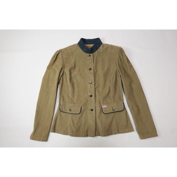 68%  OFF！  送料無料！コットン100％　コーデュロイSIZE: M　　COL: カーキ x インディゴパフスリーブとウエストシェイプのシルエットが可愛い！衿、ポケットパイピング、サイドベンツ裏のデニム使いがいいアクセントに。左ポケ...