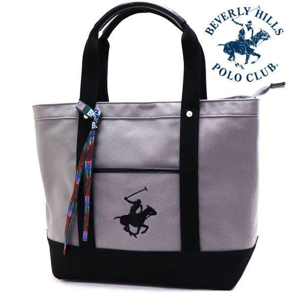 送料無料♪ アメリカブランド 正規品 新品 プレゼントにも最適 ギフト BEVERLY HILLS POLO CLUB BAG バック 人気 素材:キャンバスカラー:グレー×ブラック×ブラックサイズ（高さ(縦)cm×幅(横)上部cm×幅(横...