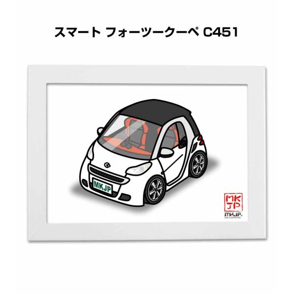 サイズ：イラスト寸法：210mm×148mm フレーム寸法：242mm×180mm　材質：イラスト：半光沢紙　フレーム：木製（木端材）20mm幅　透明板：PETシート（0.4mm厚）　裏板・スタンド：MDF　付属品：吊りヒモ　特徴：好きな車...