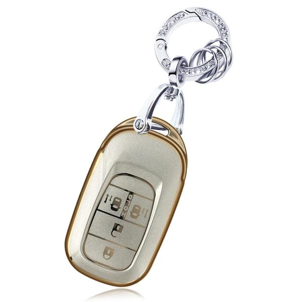 ・キーホルダーがセットになったホンダ車用スマートキーケース・[適合車種] エヌボックス N-BOX NBOX フリード FREED ステップワゴン STEP WGN HEV 6AA-RP8 ・レディース向けデザインのキーカバー・上品なシャン...