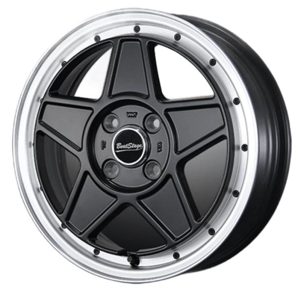 ●4本ご注文で送料無料※3本以下のご注文は送料2,000円が加算されます。※沖縄・離島は別途中継料が加算されます。※お支払いは商品代引き不可となります。【商品名】BeatStage VZ-C【カラー】セミグロスブラック【ホイールサイズ】14...