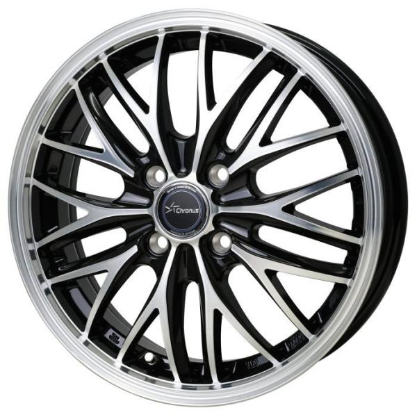 【商品名】Chronus CH-113【カラー】メタリックブラックポリッシュ【ホイールサイズ】12インチ 4B+43 4H-100【タイヤ】DUNLOP ENASAVE EC201 Digi-Tyre Eco【タイヤサイズ】135/80R1...