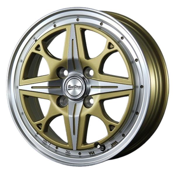 【商品名】BeatStage NS-C【カラー】クラシックゴールド【ホイールサイズ】14インチ 4.5J+45 4H-100【タイヤ】輸入タイヤ※タイミングによって銘柄が変わります。※事前にお問い合わせをいただければ幸いです。【タイヤサイズ...
