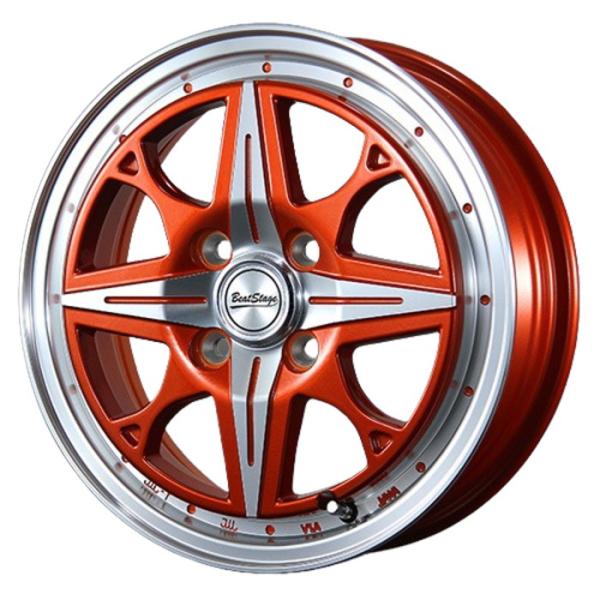 【商品名】BeatStage NS-C【カラー】イタリアンオレンジ【ホイールサイズ】14インチ 4.5J+45 4H-100【タイヤ】KENDA ICETEC NEO KR36【タイヤサイズ】155/65R14