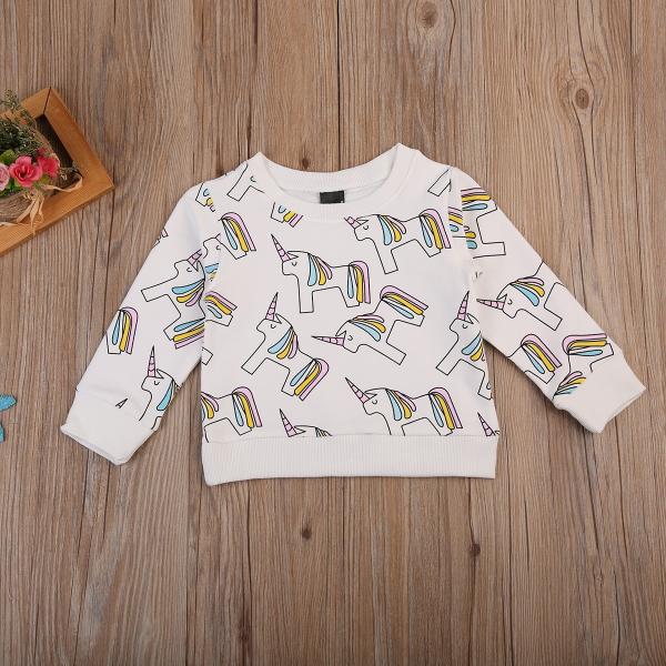 ファンタジーなユニコーン柄でみんなの視線を独り占めに☆あたたかみのある柔らかな生地で秋冬に大活躍です♪サイズ＊90サイズ：トップス 長さ 36 cm 　身幅30 cm※1〜2センチの誤差がある場合がございます。年齢 2-3歳素材：綿,ポリエ...
