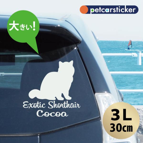 【 ギフトに 】シンプルなシルエットでオシャレ！【商品の特徴】エキゾチックショートヘアのシルエット型カーステッカー。3M社製の屋外用シート使用で耐久性も抜群。オーダーメイドで名前入れ可能。車の窓などに貼る転写式カッティングステッカーです。シ...