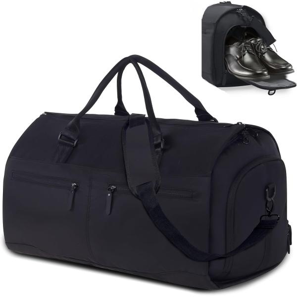 【3in1の一式収納バッグ】ガーメントケースとボストンバッグの組み合わせ！「ハンドバック」＋「ショルダーバック」+「キャリーオンバッグ」一体型のガーメントケースです。取り外し可能のショルタ一ベルトが付属し、スタイルに合わせた使い分けが可能で...