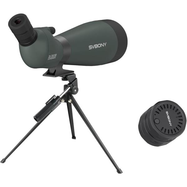 【100mm大口径+18mm接眼レンズ】SV28 25-75x100mmフィールドスコープは調整可能な25-75ズーム倍率と100ｍｍ対物レンズと18mm大口径接眼レンズは高倍クリアな視野を提供します。望遠鏡スコープは対物レンズ有効径（10...