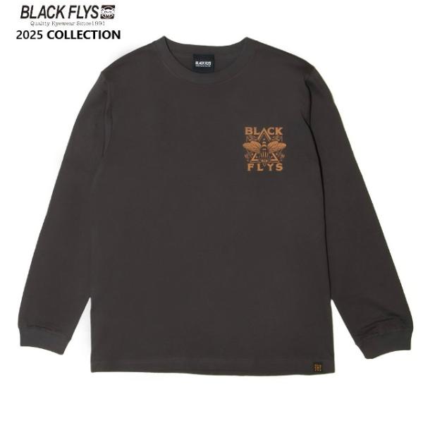 ★2025 COLLECTION★ブラックフライ（BLACKFLYS）【FLY MILITIA L/S TEE】ロングスリーブ Tシャツ BF203-37A CHARCOAL