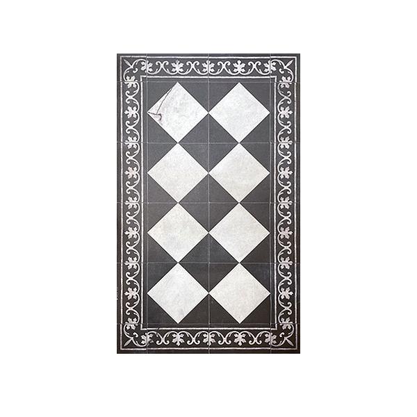 受注生産予約 Beija Flor  タイルフローリング Medium 60ｘ97 Gambit Chess Antiqueフロアマット DIY   ビニールマット 模様替え