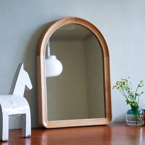 ミラー 化粧鏡 メイクミラー AXCIS アクシス MOI wall mirror arch 鏡  雑貨 木製シンプル モダン 北欧 おしゃれ 窓型 化粧鏡 メイク