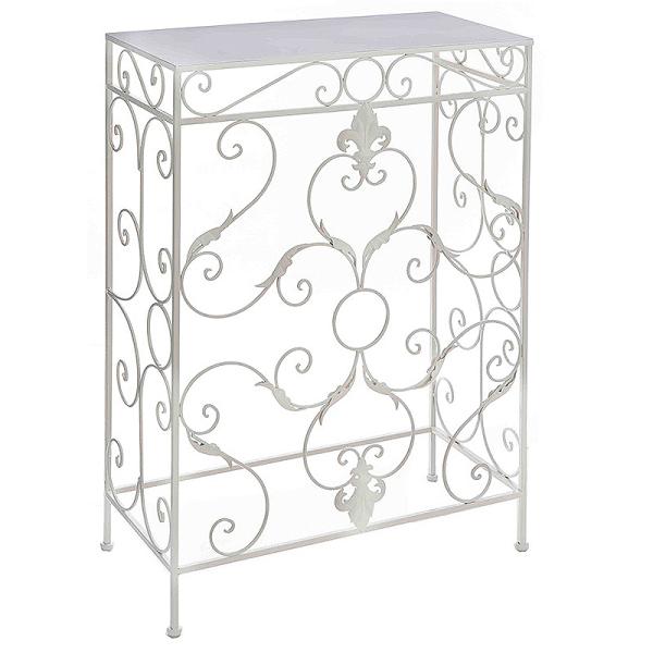 アイアンコンソール　オフホワイト雑貨 小家具 アイアン家具 フレンチ 花 ガーデニング