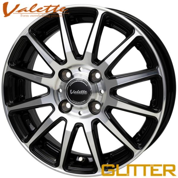 ★数量限定★ホットスタッフヴァレット グリッター14x4.5 +45 4H/100 ブラックポリッシュ（BK/P）ｘ4本VG-02 ※ソリオ（MA15系）/デリカD:2対応ハブ径 P.C.D＝100：67.1Φハブリングご使用の際は、ツバ付...