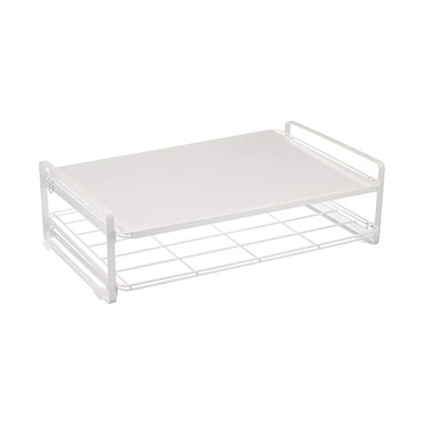 ※併売のため、在庫切れの際はご了承ください。発送委託により倉庫業者がお届けする場合がございます※製品サイズ:幅41.3cm/奥行26.5cm/高さ12.3cm耐荷重:5kgフレーム・棚板・上棚・下棚:スチール(エポキシ焼付塗装)、脚ゴム:シ...