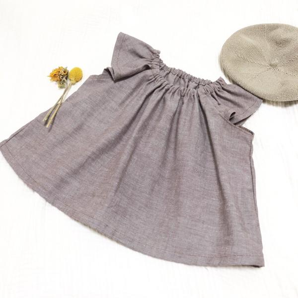 ベビーチュニック素材：コットン１００％襟元ゴム袖フリル