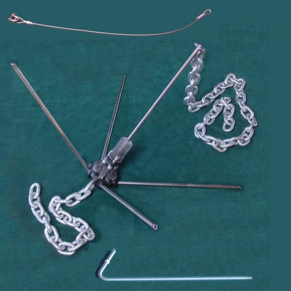 商品構成は (1)根掛かりしないアンカーPLA08-2.3B（予備アーム１本付き）　 (2)直径８mmショート・リンク・チェーン　長さ2000ｍｍ (3)直径８mmショート・リンク・チェーン　長さ1000ｍｍ (4)安全索