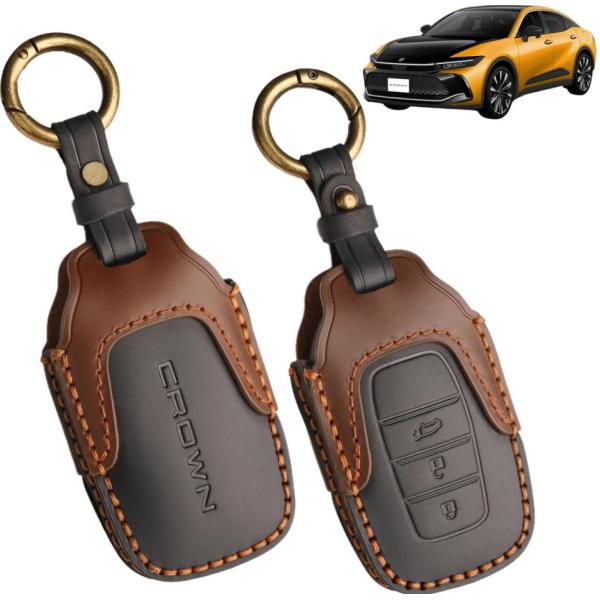 本商品はメーカー純正品ではなく、互換品です。【対応車種】新型クラウン 3ボタン(2023(令和5)年11月FMC〜) 全グレード対応。お車と画像をよくご確認の上、ご購入ください。 【本革製作】厳選された輸入一層目のカーフレザーを使用し、手縫...