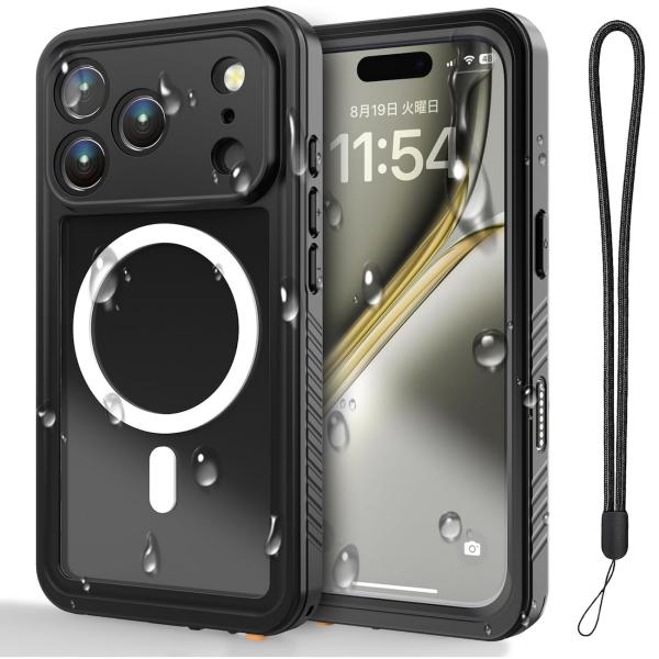 本商品はApple純正品ではなく、互換品です。IP68完全防水防塵：お風呂・海・登山でも安心！iPhone 17 Pro 専用の完全防水防塵ケース。水深2m/1時間のテストをクリアし、お風呂、温泉、海、スキー、登山など、あらゆるシーンで安心...