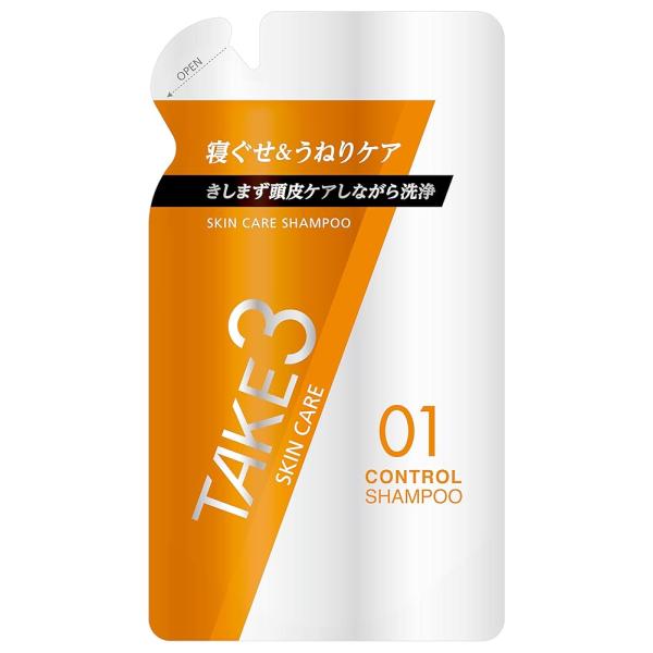 「商品情報」TAKE3 (テイクスリー)コントロールシャンプースキンケア詰め替え[やさしく保湿乾燥肌向けメンズシャンプー] 320mL「主な仕様」TAKE3|オトコの新美容 寝ぐせ&amp;うねりケア【商品特徴】きしまず頭皮ケアしながら洗浄...