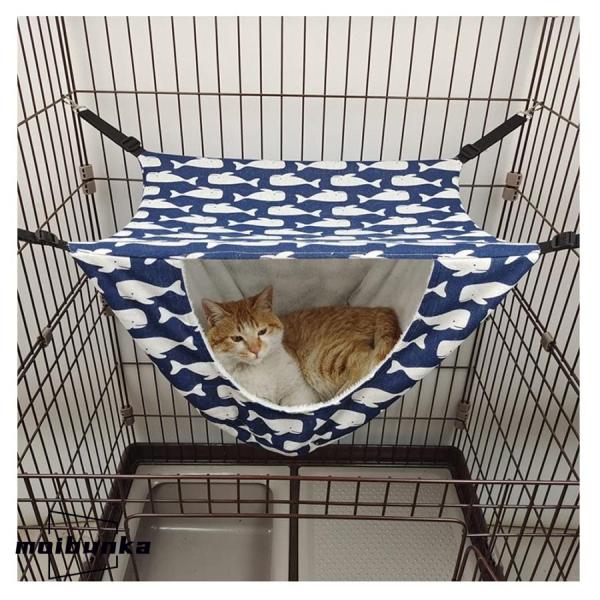 【商品仕様】ペットのハンモックの巣　サイズ：47 * 38 * 27cm（長さ、幅、高さ）生地が柔らかくて、ハンモック生地も紐もしっかりしていて長持ちですし、手触りがとても良いです。【優れた安定感】調節可能できので、安定感もよいです。ゆった...