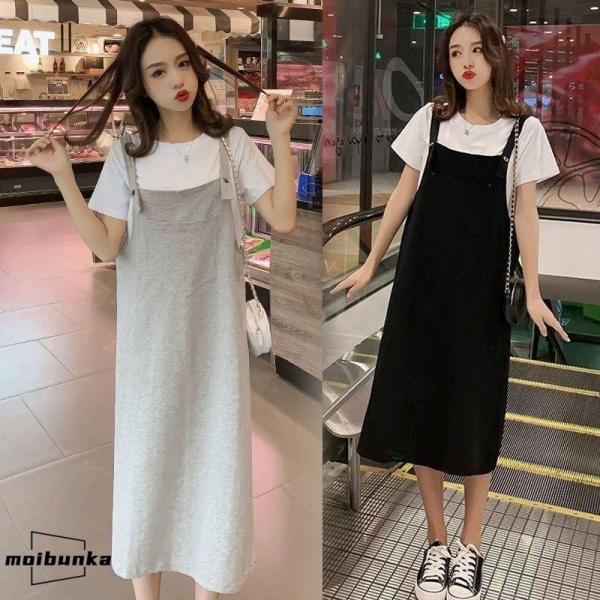 素材：90%棉対象：レディース、マタニティ、産後内容：半そでシャツ+つりスカート 2点セットサイズ：M：バスト/92cm 着丈/92cmL：バスト/96cm 着丈/93cmXL：バスト/100cm 着丈/94cm2XL：バスト/104cm ...