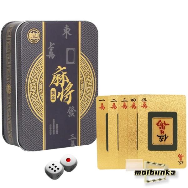 144麻雀演奏ポーカーカード：繁体字中国語のキャラクターの美しいカード。Mahjong.Valueのフルタイルバージョンとしてのルール：このマヘオンセット（1カードボックス、144枚のカード、2サイコロ）。ゴールデン/シルバー麻雀カードセッ...