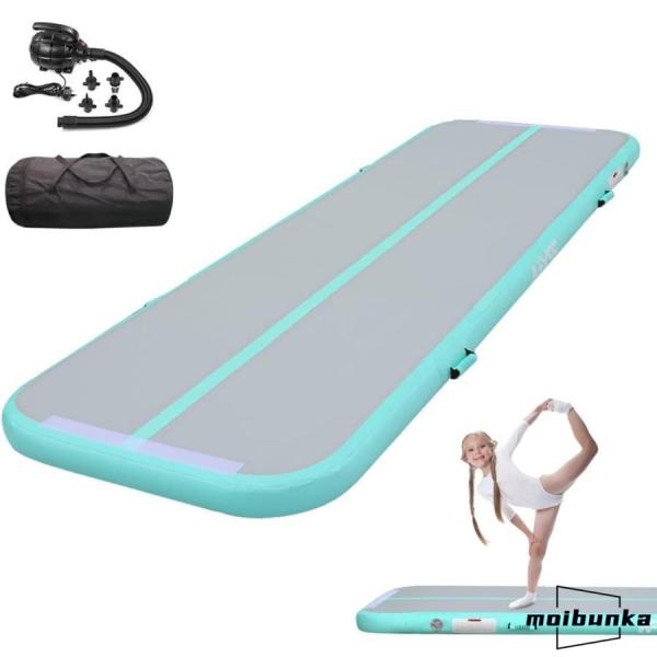 【高品質素材】インフレータブル体操マットの素材は2層防水PVCターポリンで、すべての縫い目が補強されているため、気密性と耐久性に優れています。 吸音性、滑り止め、衝撃吸収性、耐摩耗性に優れています。【幅広い用途】体操マットを新体操の床、体育...