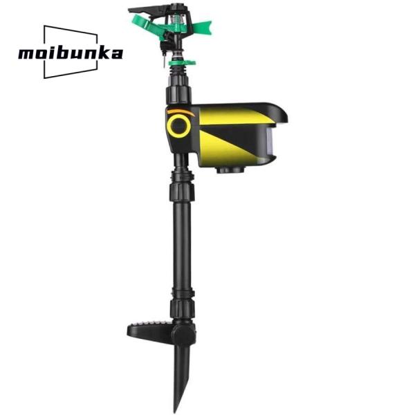 超音波動物撃退器＆ガーデン灌漑システム：超オススメ！本製品は超音波＋強フラッシュライトを発信するだけでなく、固定棒には振動モーターとブザーを内蔵、振動+耳障りな音を発信して、ヘビ、ネズミなどの地下動物を撃退できます。地上地下両方の害獣を遠ざ...