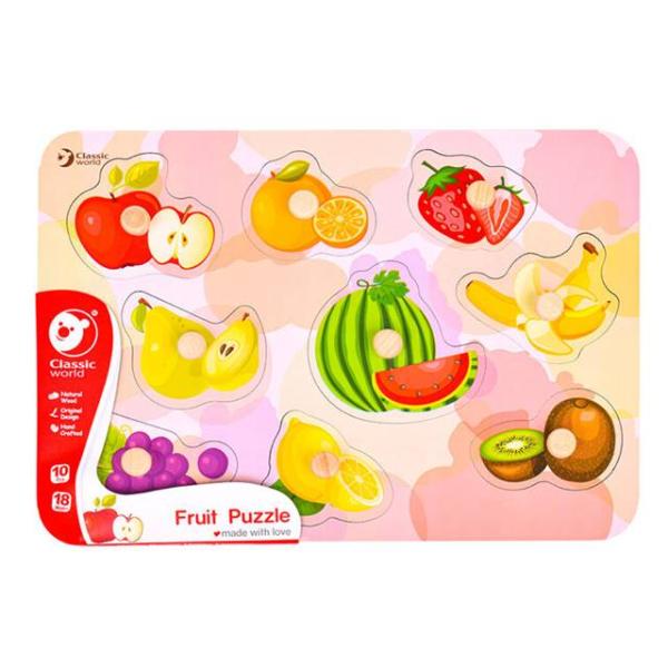 型はめパズル ペグパズル つまみ付きパズル フルーツ 果物 1歳半 2歳 誕生日 プレゼント クリスマスプレゼント 出産祝い 赤ちゃん おもちゃ 木のおもちゃ 木製 知育玩具 男の子 女の子 型は目