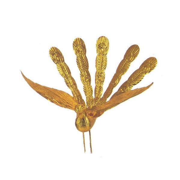 子供神輿や樽神輿の上に付ける鳳凰の飾りです。足に付いている竹串および針金で取り付けます。■概寸 : 幅30X奥行25X高さ20cm（足を除く）※大きさは羽や尾の曲げ方で変わりますのであくまで目安としてお考えください。■材質 : 紙・スチロー...