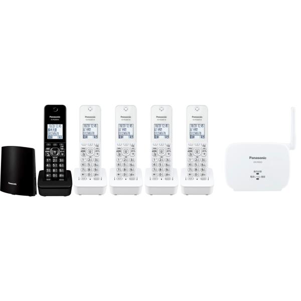 親機（電話回線送受信機）＋子機1台セット商品に増設子機4台を増設した商品（子機合計5台）になります。また中継アンテナ付でより広範囲にて子機が使用できます。面倒な増設子機、中継アンテナの登録設定済みで安心(子機充電完了後すぐご利用できます)。...