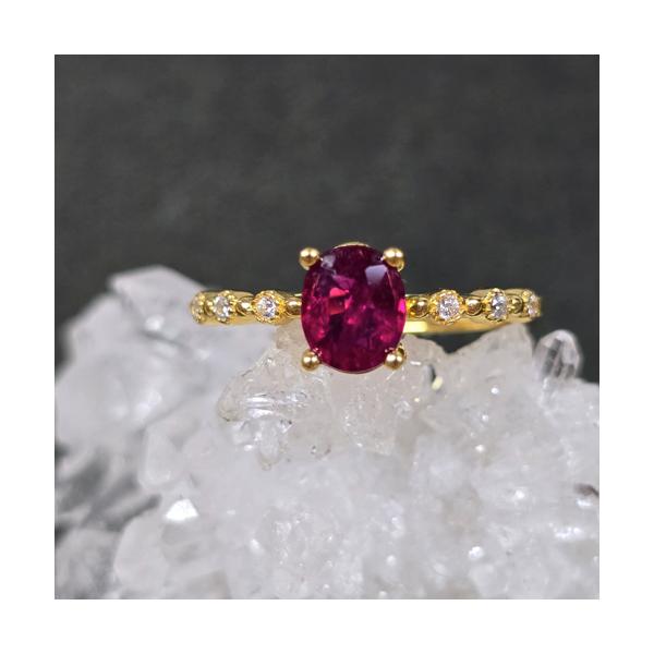 R1369ルベライト　トルマリン0.74ct脇石：キュービックジルコニアシルバー925 18KGPリングフリーサイズ （8号〜18号位）※サイズを合わせてからお届けさせていただきますので、ご注文の際はご希望のサイズをお知らせください縦：6....