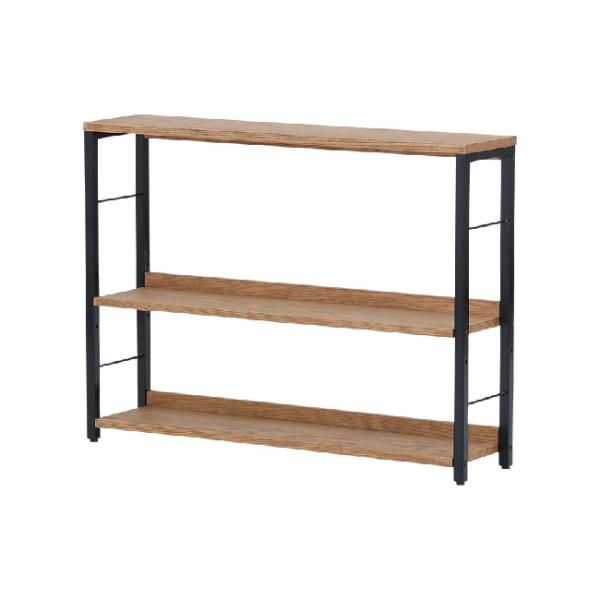★広々使えるアイアンフレームのシンプルなシェルフです。デスクの横において使えます。デスク・ワゴンは別売りです。サイズ違いで100cm幅シェルフもあります。●サイズ：W1000×D240×H740（mm）●棚板：レッドオーク突板（オイル仕上げ...