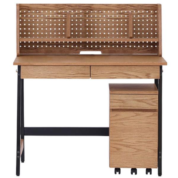 ★シンプルなデザインに背面に有孔ボードを用いたデスクセットです。有孔ボードを使ってオシャレに飾ったり自分好みにアレンジできます。ブックスタンドは小物置きとしても使えます。上置きの色はオーク・グレーの2色よりお選びください。※チェアは別売りで...