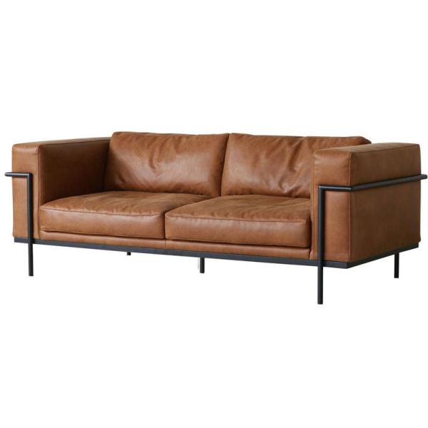 ★ゆったりとした奥行と、フェザーを使ったクッションの心地よい沈みが快適なソファです。肘にもたれかかれるデザインで、好きな体勢でくつろぐことができます。張地は上質な革の風合いを表現したスーパーレザーテックスを使用しています。色はオーカーブラウ...