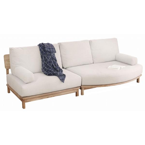 ★フルカバーリング仕様のカウチソファです。背もたれはアッシュ無垢材を使用し後ろから見てもすっきりとしています。取り外し可能な肘置きが2個ついています。肘置きは横になるときにはちょうど良い枕に、スマホや本を読むときには膝の上に置くと便利なアー...