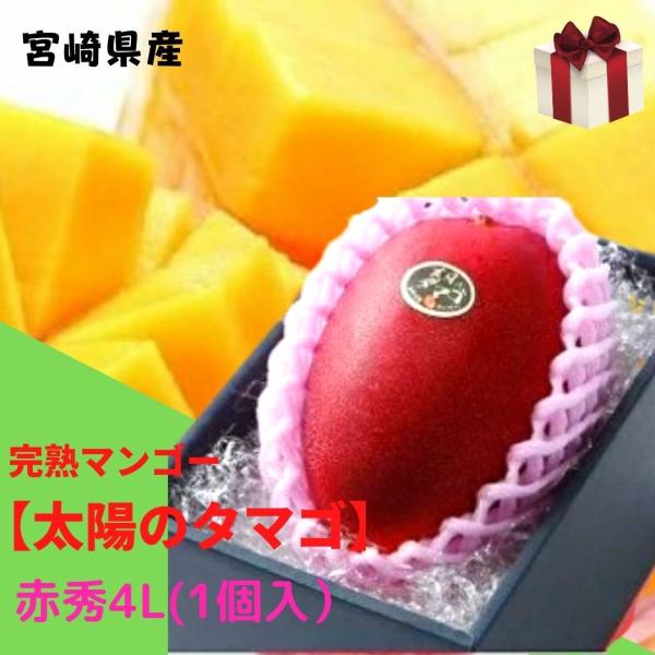 みやざきブランド！」完熟マンゴー「太陽のタマゴ」赤秀（糖度15度以上)4Ｌ(約510ｇ以上×1個）。※※北海道・沖縄・一部離島は送料1,500円となります※※ご注文後、当店より注文承諾メールにて金額変更案内をさせていただきます。みやざきブラ...