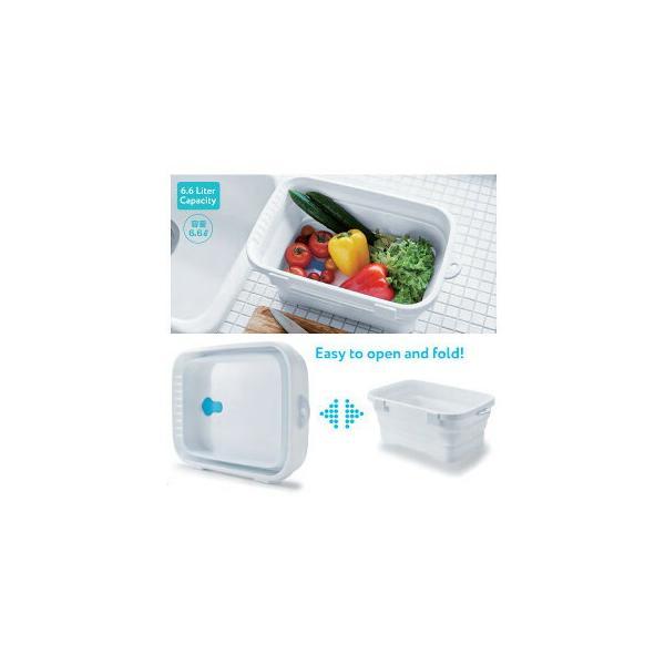 [商品名]キッチン用 折りたたみ洗い桶 Kitchen soft tub キッチンソフトタブ I-590[仕様]商品サイズ　折りたたみ時：約）幅378*奥行240*高さ52mm　組み立て時：約）幅378*奥行240*高さ147mm材質　本体...